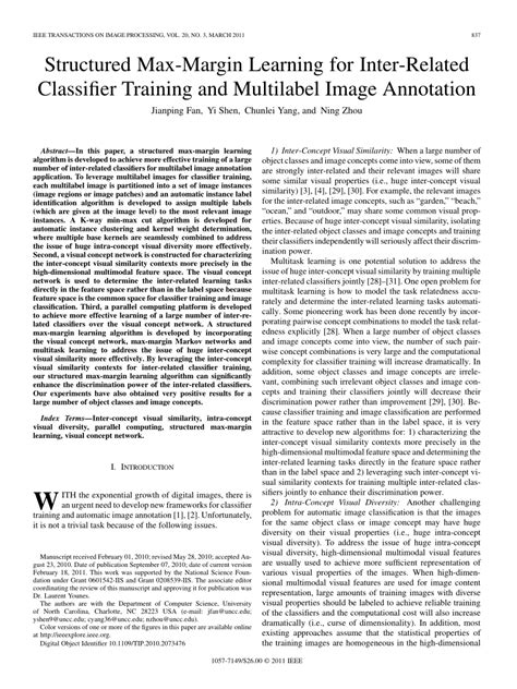 Pdf Structured Max Margin Learning For Inter Related Classifier Training And Multilabel Image