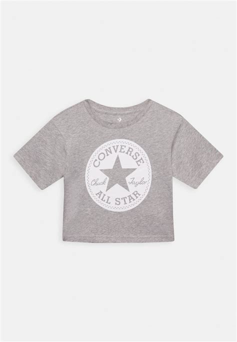 Converse Signature Chuck Patch Boxy Tee T Shirt Print Grey Heather
