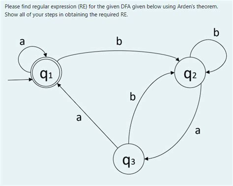 solved please find regular expression re for the given dfa