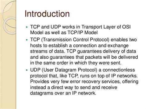 Tcp And Udptransmission Control Er Datagram Protocol