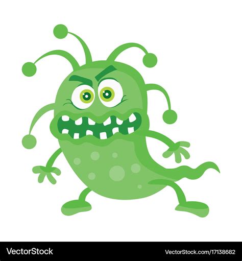 Green Bacteria Cartoon Character Icon Royalty Free Vector