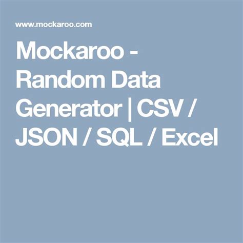 Mockaroo Random Data Generator Csv Json Sql Excel Sql Excel Generator