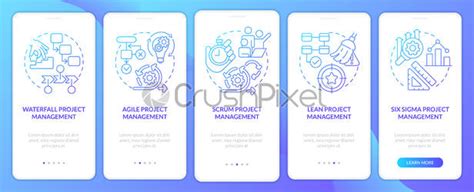 Project Management Styles Blue Gradient Onboarding Mobile App Screen
