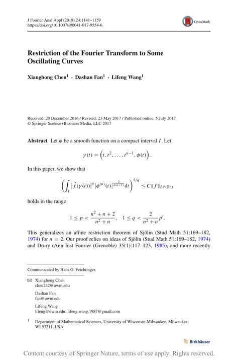 Restriction Of The Fourier Transform To Some Oscillating Curves Request Pdf