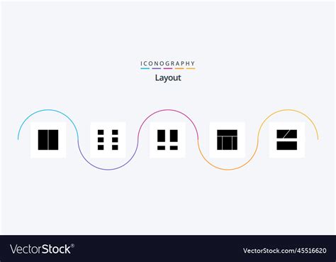 Layout Glyph 5 Icon Pack Including Frame Website Vector Image
