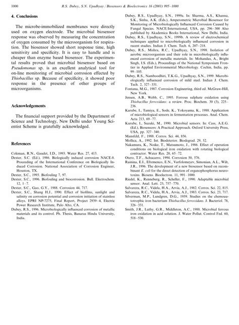 Pdf Microbial Corrosion Monitoring By An Amperometric Microbial Biosensor Developed Using