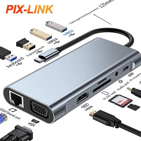 Custom OEM USB Type C Hub Type C Docking Station With HD Mi USB3 0 Pd Power Delivery Charger USB