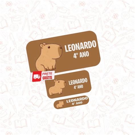 Etiquetas Escolar Capivara 110un Elo7 Produtos Especiais