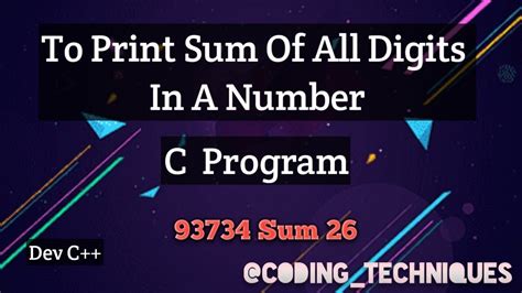 write a c program to print sum of all digits in a number c