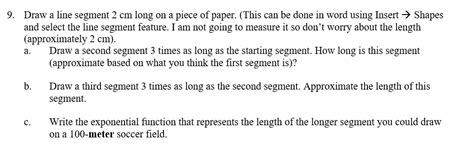 SOLVED Draw A Line Segment 2 Cm Long 0 A Piece Of Paper This Can Be Done In Word Using Insert