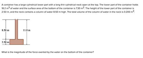 container has arge cylindrical lower part with long thin cylindrical