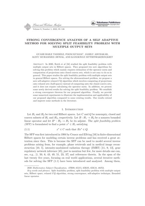 Pdf Strong Convergence Analysis Of A Self Adaptive Method For Solving Split Feasibility