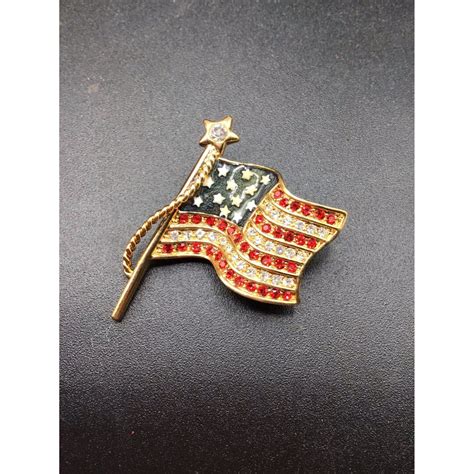 American Flag Pin Patriotic Red White Blue Usa Flag Enamel