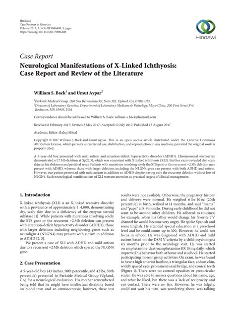 Pdf Neurological Manifestations Of X Linked Ichthyosis Case Report