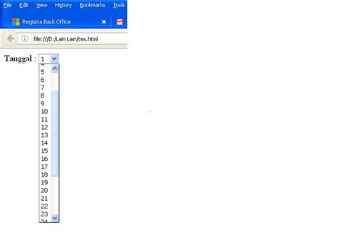 cara membuat tanggal di combobox dengan perulangan for pada javascript
