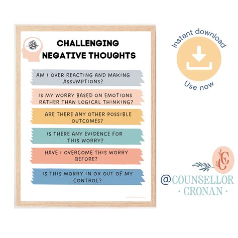 Challenging Negative Thoughts Cognitive Behavioral Therapy Etsy