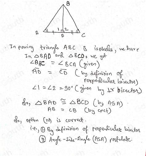 Solved In ABC Shown Below BAC Is Congruent To BCA Given Base BAC And ACB Are Congrue