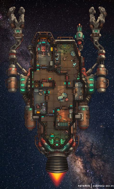 Tenrec Digger Asteroid Mining Ship [17x28] Czepeku Sci Fi Space Ship Concept Art Dnd