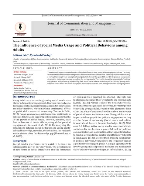 Pdf The Influence Of Social Media Usage And Political Behaviors Among