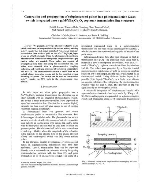 Pdf Generation And Propagation Of Subpicosecond Pulses In A