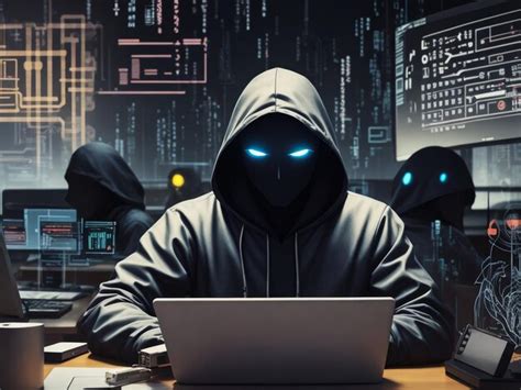 premium ai image hacking and attack concept hacker using abstract laptop with binary code