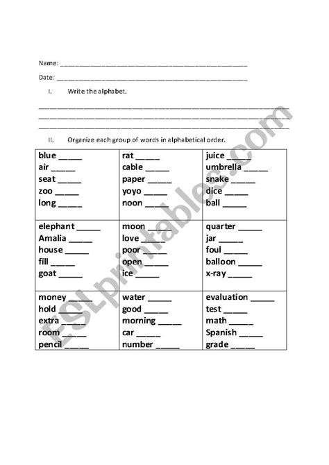 Abc Order First Letter Criteria Esl Worksheet By Juliacristine Worksheets Library