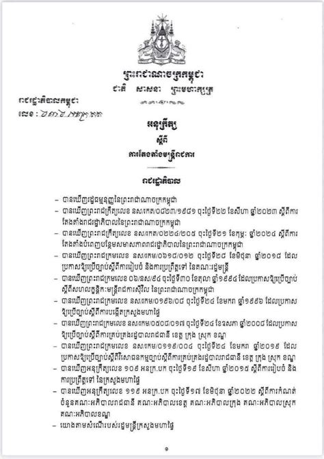 រាជរដ្ឋាភិបាល បានចេញអនុក្រឹត្យ សម្រេចតែងតាំង លោក សេង វណ្ណៈ និងលោក ឆាយ វីរៈ