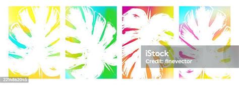 화이트 브러쉬 스트로크 몬스테라 잎 여름 시즌 크리 에이 티브 그래픽 디자인을위한 열대 나뭇잎과 여름 배경 세트 0명에 대한 스톡 벡터 아트 및 기타 이미지 Istock