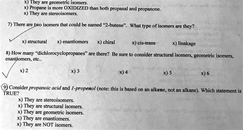 X They Are Geometric Isomers Propane More Oxidized Than Both Propanal And Propanone X They Are