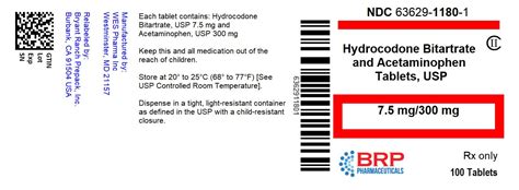 Dailymed Hydrocodone Bitartrate And Acetaminophen Tablet