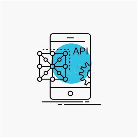 Api Application Coding Development Mobile Line Icon Stock Vector