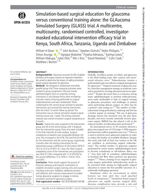 Pdf Simulation Based Surgical Education For Glaucoma Versus Conventional Training Alone The