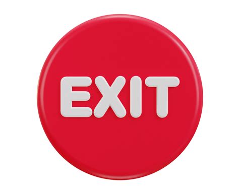 3d Exit Emergency Button Icon Illustration 34132728 Png