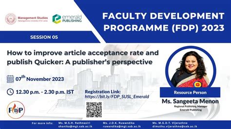 Join Us For The 5th Session Of The Faculty Development Program 2023 Prof Dewasiri N