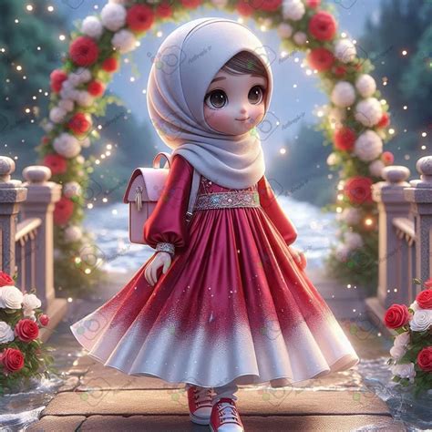 بک گراند کودکانه دختر ناز با حجاب با کوله صورتی ایستاده روی پل سنگی کد 43584 ویژه عکس گراف