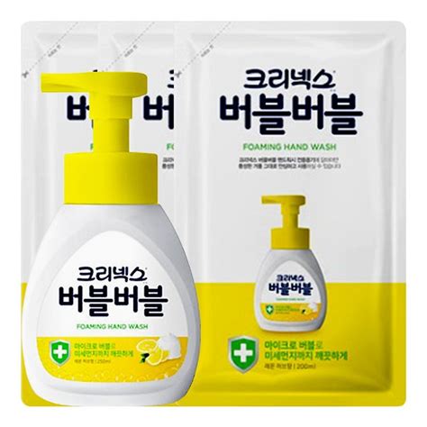 크리넥스 버블버블 핸드워시 레몬허브향 용기 250ml 1개 리필 200ml 3개 홈플러스 택배배송