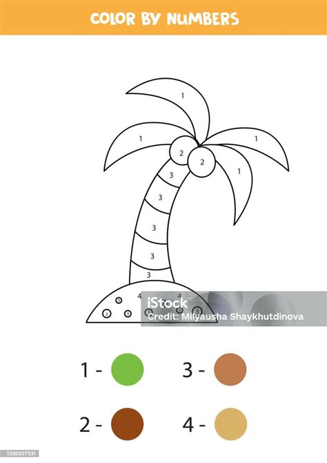 숫자로 만화 야자수를 색칠합니다 아이들을위한 워크 시트 0명에 대한 스톡 벡터 아트 및 기타 이미지 0명 검은색 교육 Istock