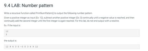 Solved Write A Recursive Function Called PrintNumPattern Chegg
