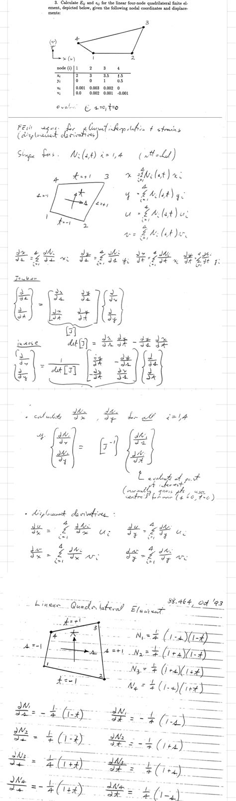Calculate Eij And Eij For The Linear Four Node