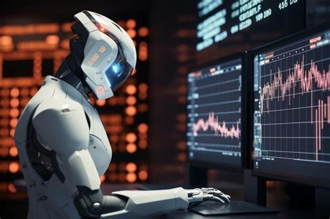 Premium Ai Image Arafed Robot Sitting At A Desk With A Computer Monitor Generative Ai