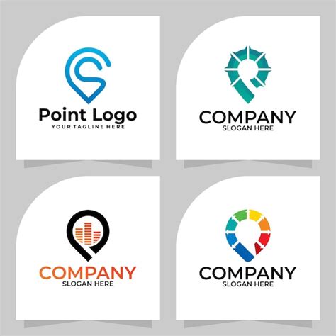 포인트 테크 로고 벡터 디자인 서식 파일 세트 프리미엄 벡터