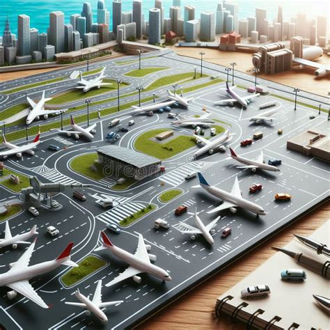 A Tiny Airport With Miniature Planes Taking Off And La Stock Image