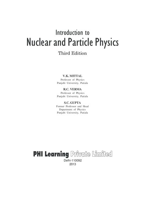 Buy Introduction To Nuclear And Particle Physics Verma Gupta And Mittal Book