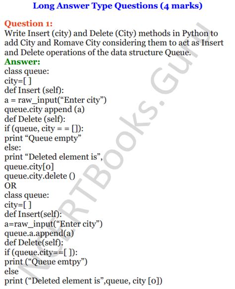 Pdf Important Questions For Class Computer Science Python Chapter Lists