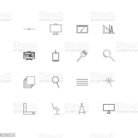창조적인 프로세스 및 설계 간단한 선형 아이콘 설정합니다 개요 벡터 아이콘 눈금자에 대한 스톡 벡터 아트 및 기타 이미지 눈금자 디자인 메뉴판 Istock