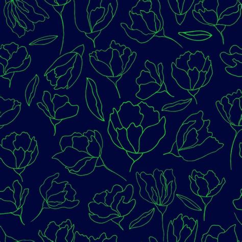 Premium Vector Vector Seamless Pattern Contour Flowers