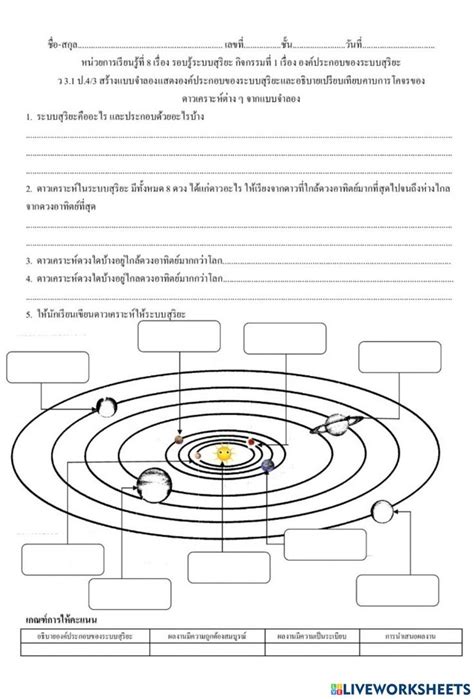 ใบงานป 4 ระบบสริยะ Worksheet Teacher Planning Teacher Worksheets