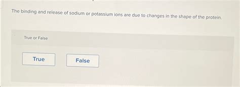 Solved The Binding And Release Of Sodium Or Potassium Ions
