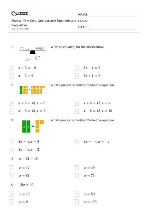 50 One Variable Equations Worksheets On Quizizz Free And Printable