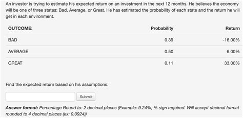 Solved An Investor Is Trying To Estimate His Expected Return Chegg Com